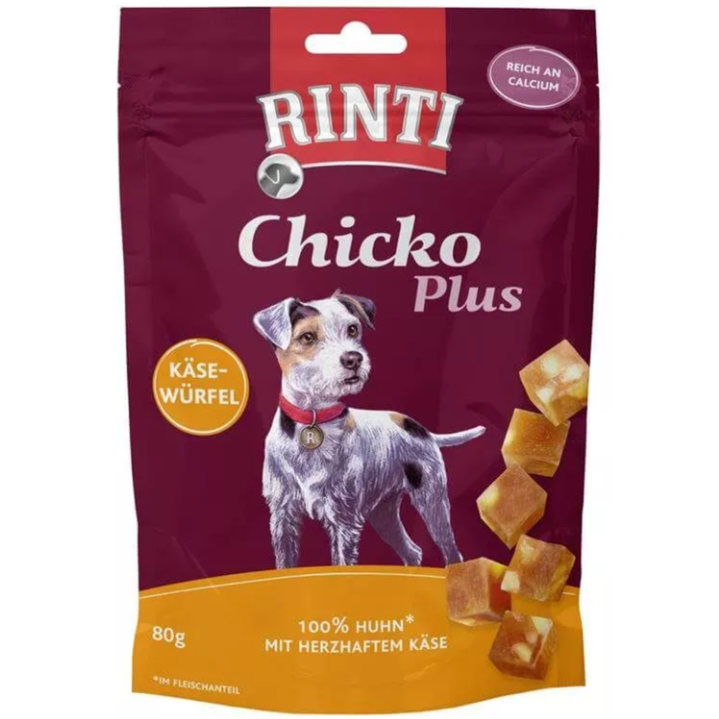 Hunde - Snack RINTI Chicko Plus Käse-Würfel mit Huhn, 80 g - TWiDOO ...