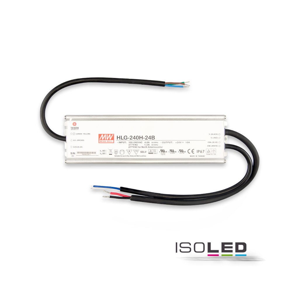 LED Trafo MW HLG240H-24B 24V/DC, 0-240W, 1-10V (100-240W) dimmbar, IP ...